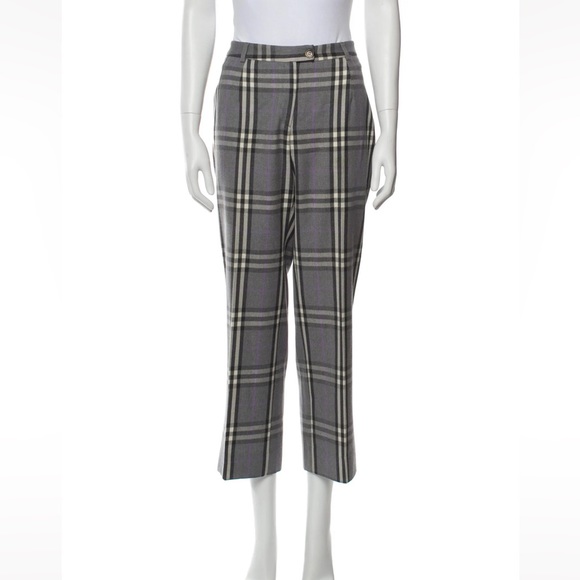 Burberry | Pants & Jumpsuits | Burberry Wool Plaid Cropped Dress Pant ...